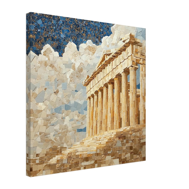 Parthenon Mosaic, Mosaic Artwork Canvas of Ancient Temple, Mosaic Tile ...