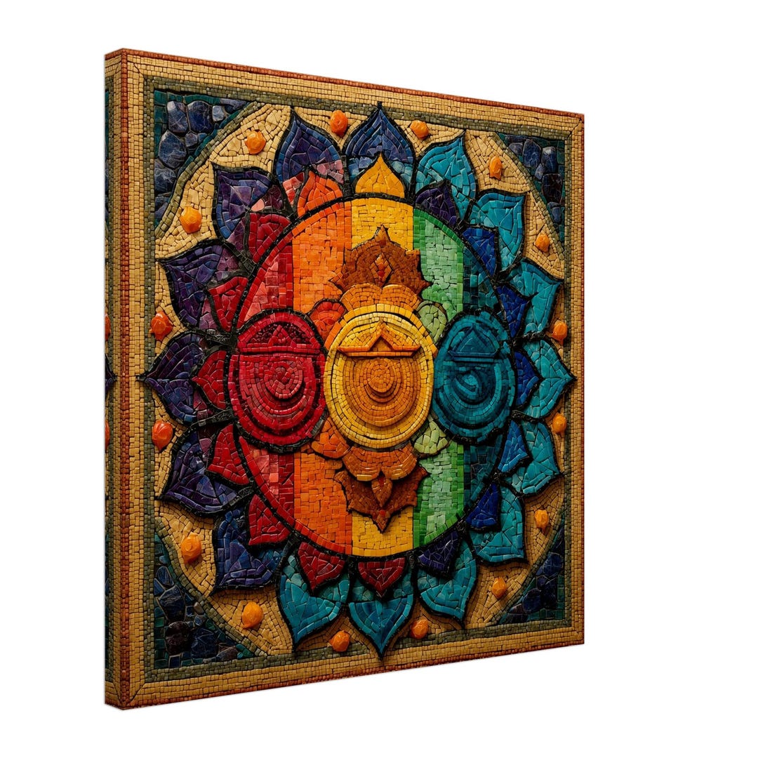 Third Eye Chakra Mandala, Mosaic Artwork Canvas of the Ajna Chakra and ...