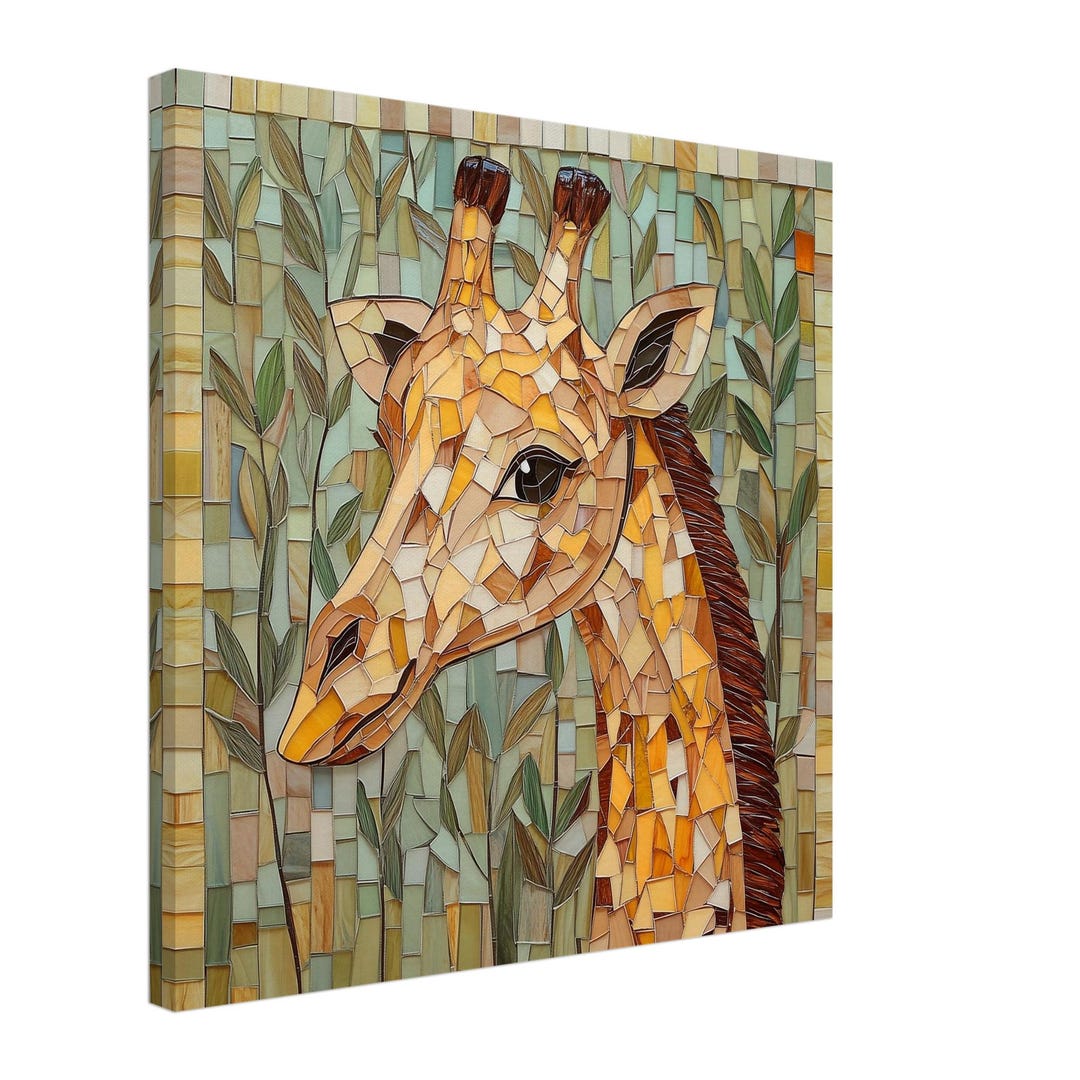 Giraffe Mosaic Wall Art, Handcrafted Glass Tile Safari Animal Portrait ...