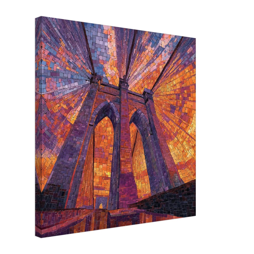Brooklyn Bridge Sunset, Mosaic Artwork Canvas of an Iconic Bridge ...