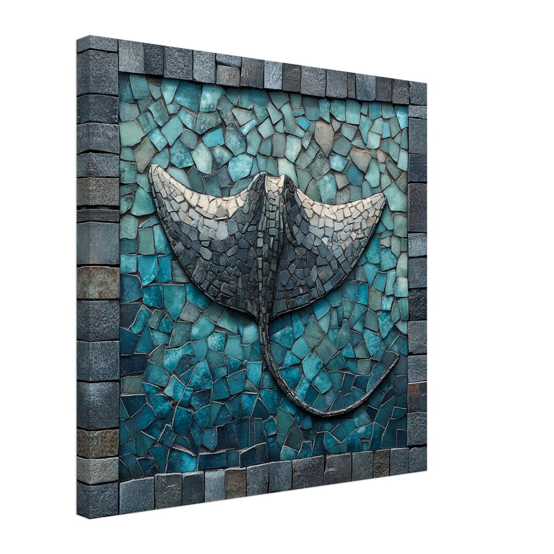 Oceanic Stingray, Mosaic Artwork Canvas of a Stingray, Mosaic Tile Art ...