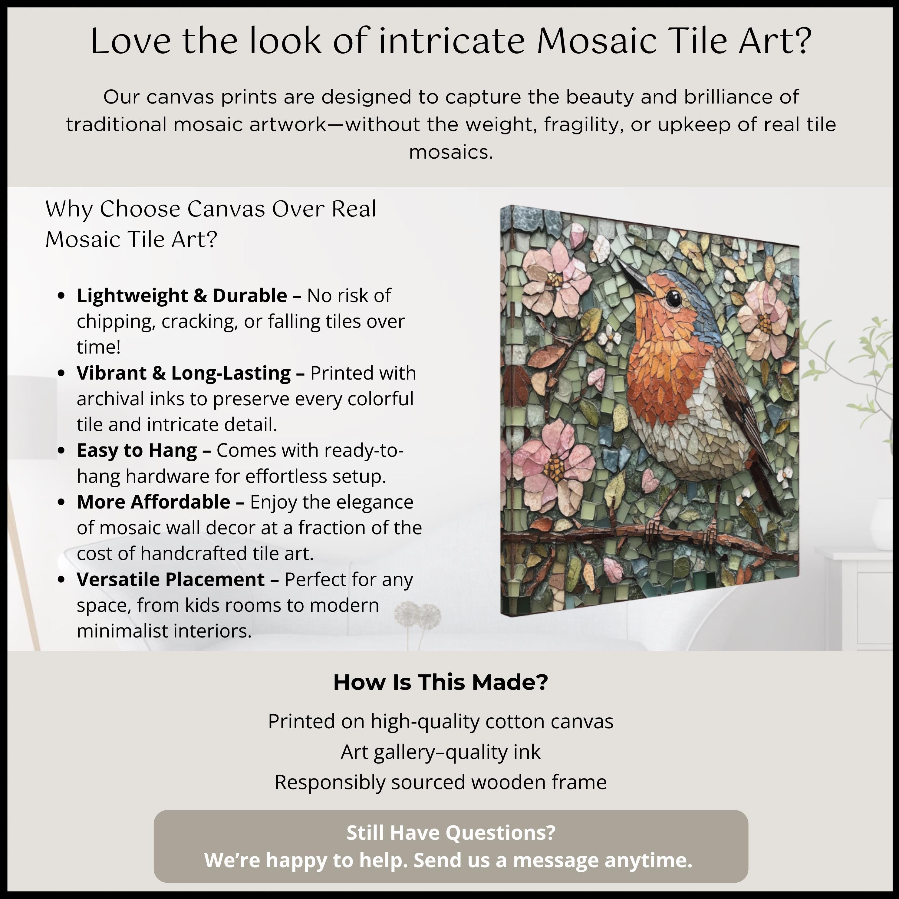 Jeweled Hummingbird Nectar, Mosaic Artwork Canvas of a Bird With ...