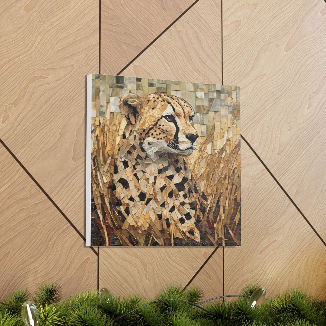 Golden Cheetah - Mosaic Artwork Canvas of a Majestic Cheetah - Mosaic ...