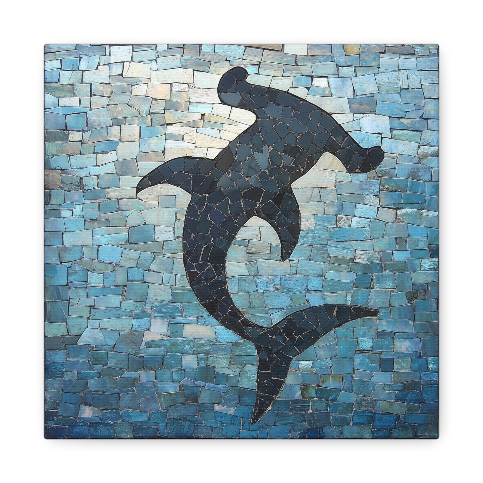 Silhouette Hammerhead, Mosaic Artwork Canvas of a Hammerhead Shark ...
