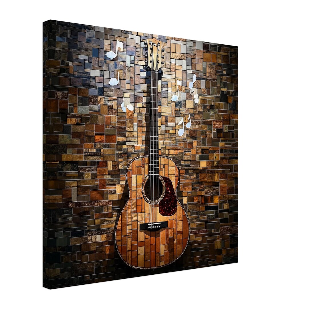 Standing Guitar Mosaic, Mosaic Artwork Canvas of Acoustic Guitar ...