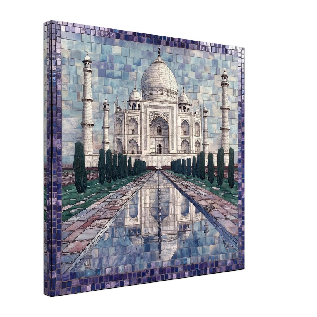 Taj Mahal Mosaic, Mosaic Artwork Canvas of Indian Monument, Mosaic Tile ...