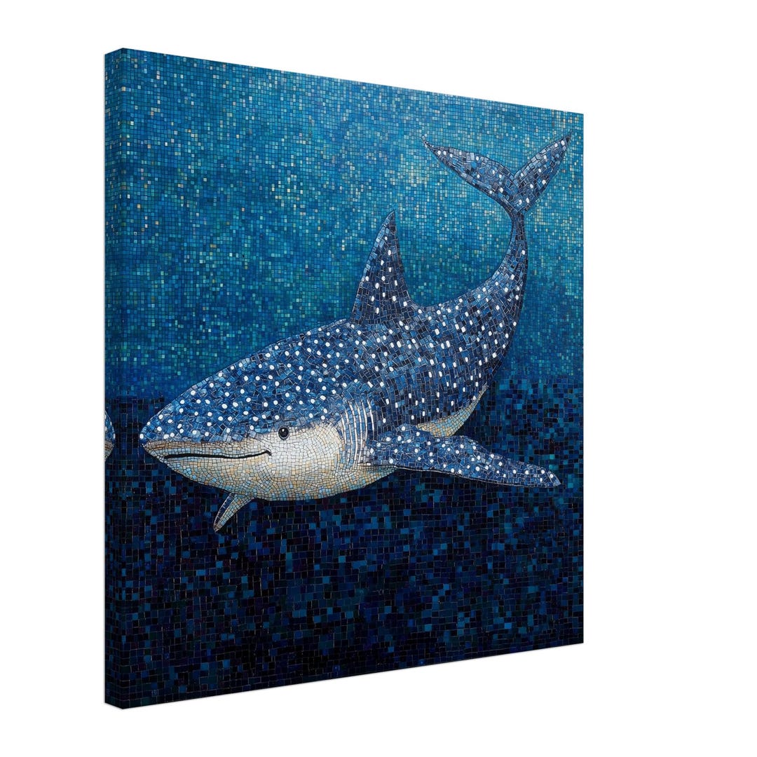 Spotted Whale Shark, Mosaic Artwork Canvas of a Gentle Giant, Mosaic ...