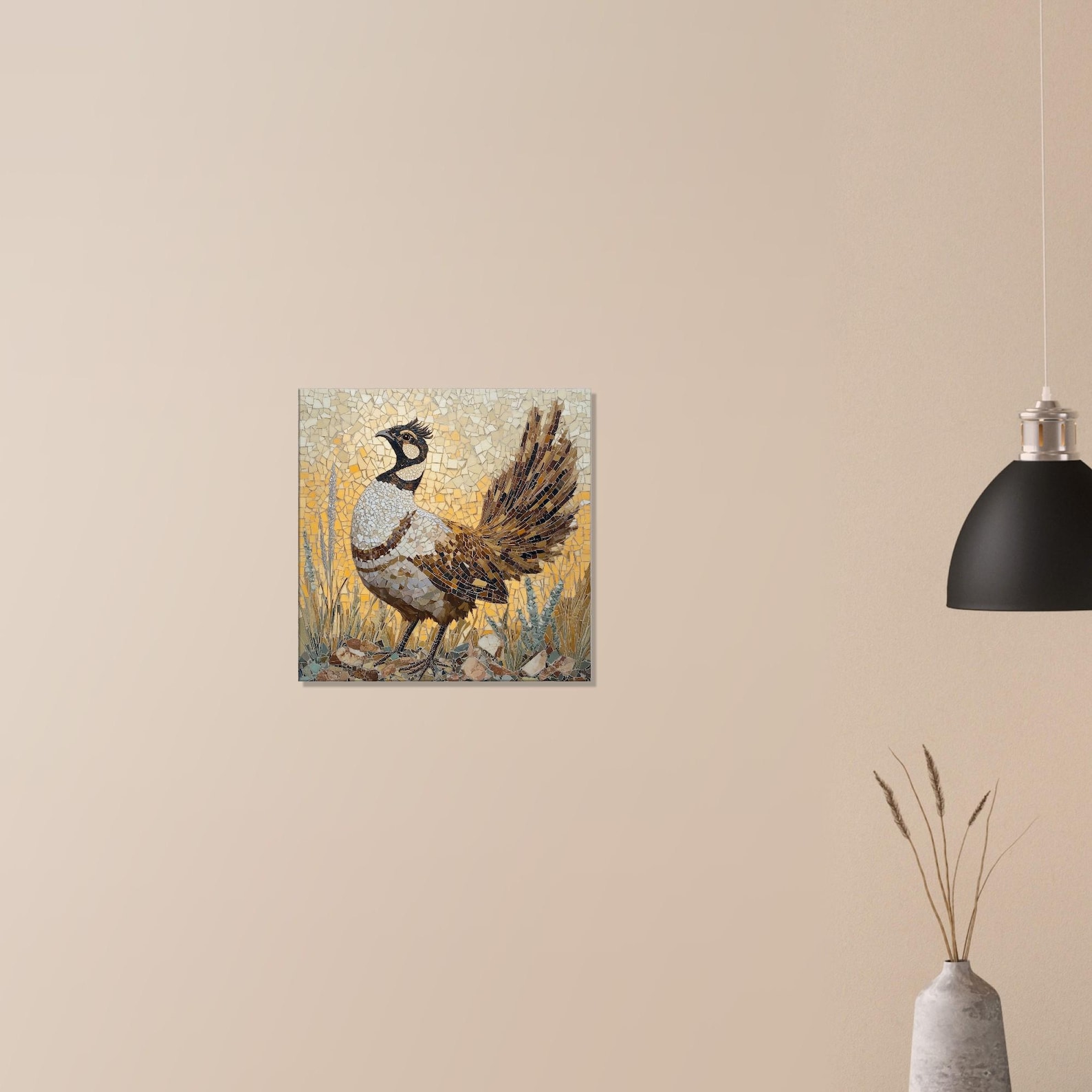 Gambel's Quail, Mosaic Artwork Canvas of a Desert Bird, Mosaic Tile Art ...