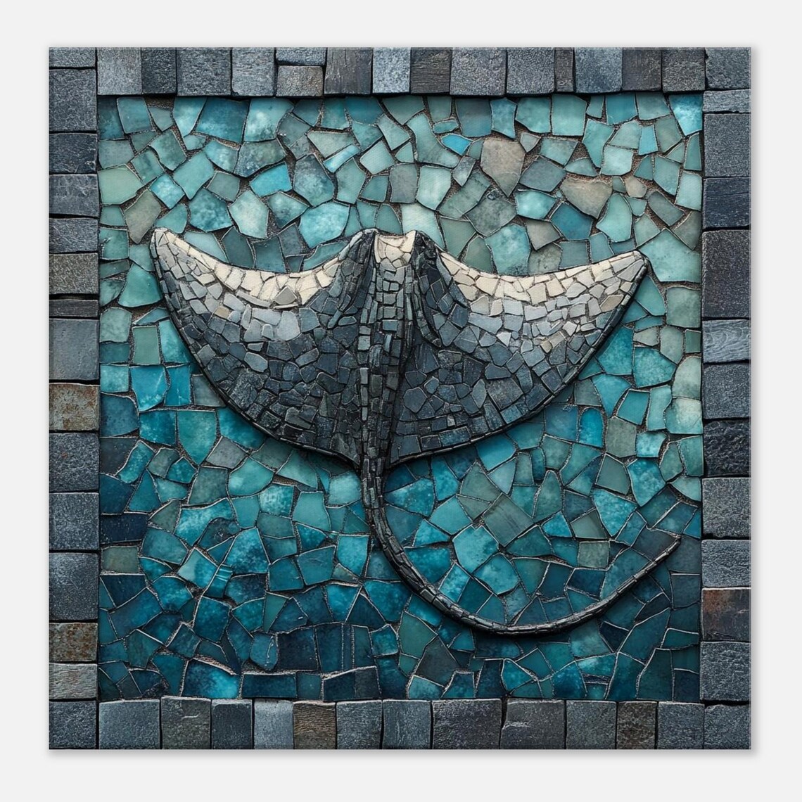 Oceanic Stingray, Mosaic Artwork Canvas of a Stingray, Mosaic Tile Art ...
