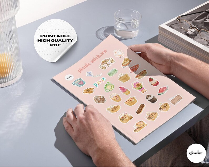 Printable Picnic Themed Stickers, Digital Stickers, Stickers for ...