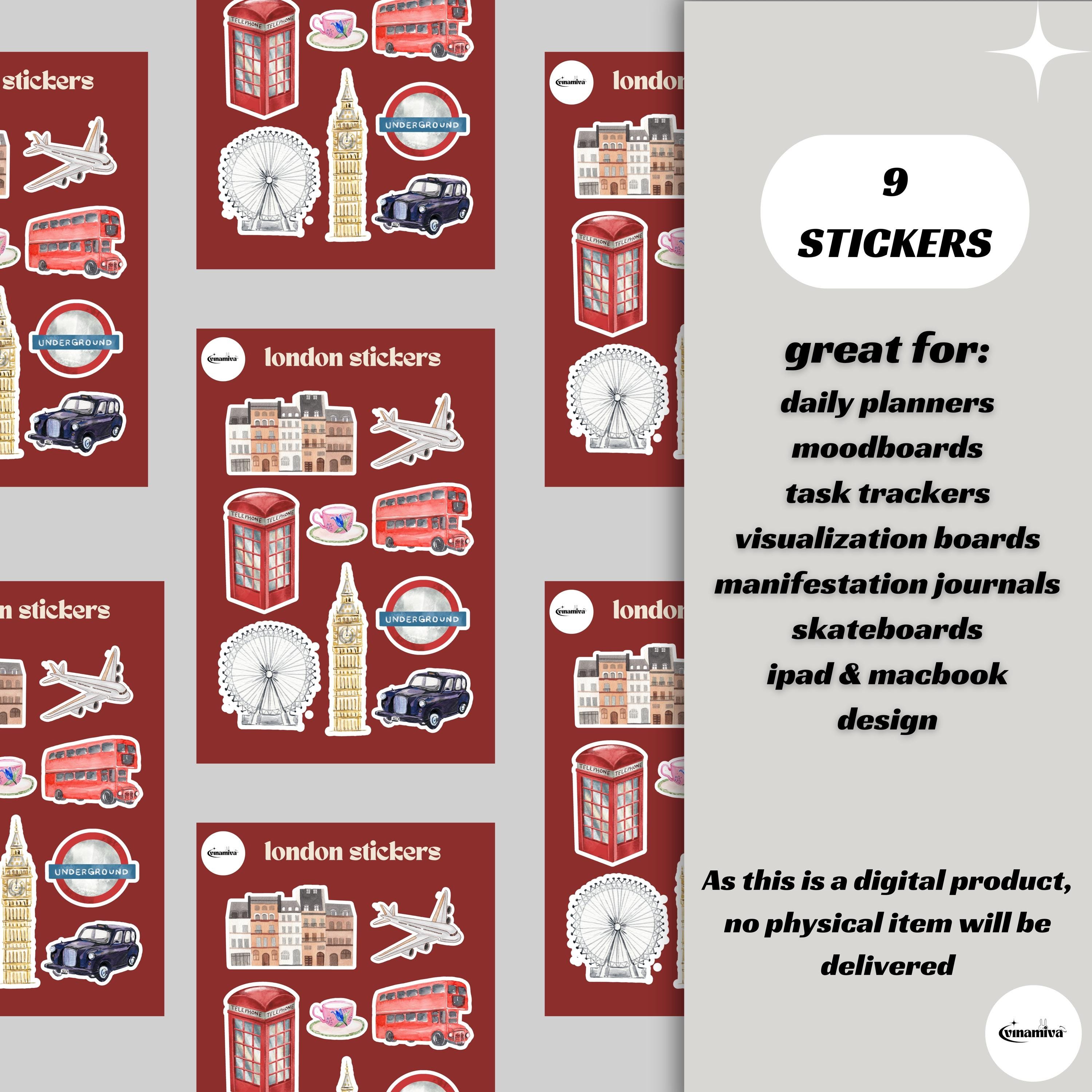 London Clip Art, Clip Art, London Digital Stickers Set, Goodnotes ...