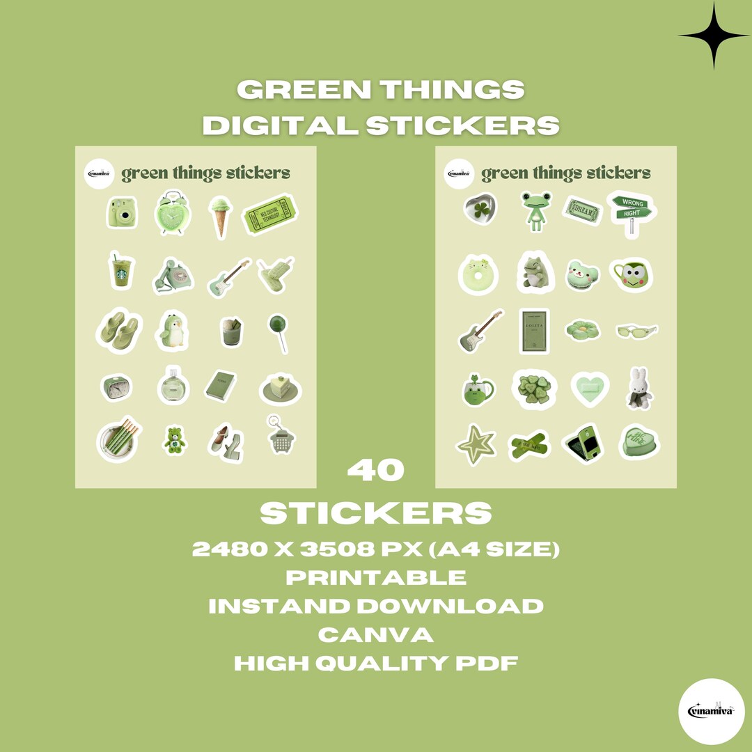 Green Stickers, Digital Stickers, Digital İpad Stickers, Green Things ...