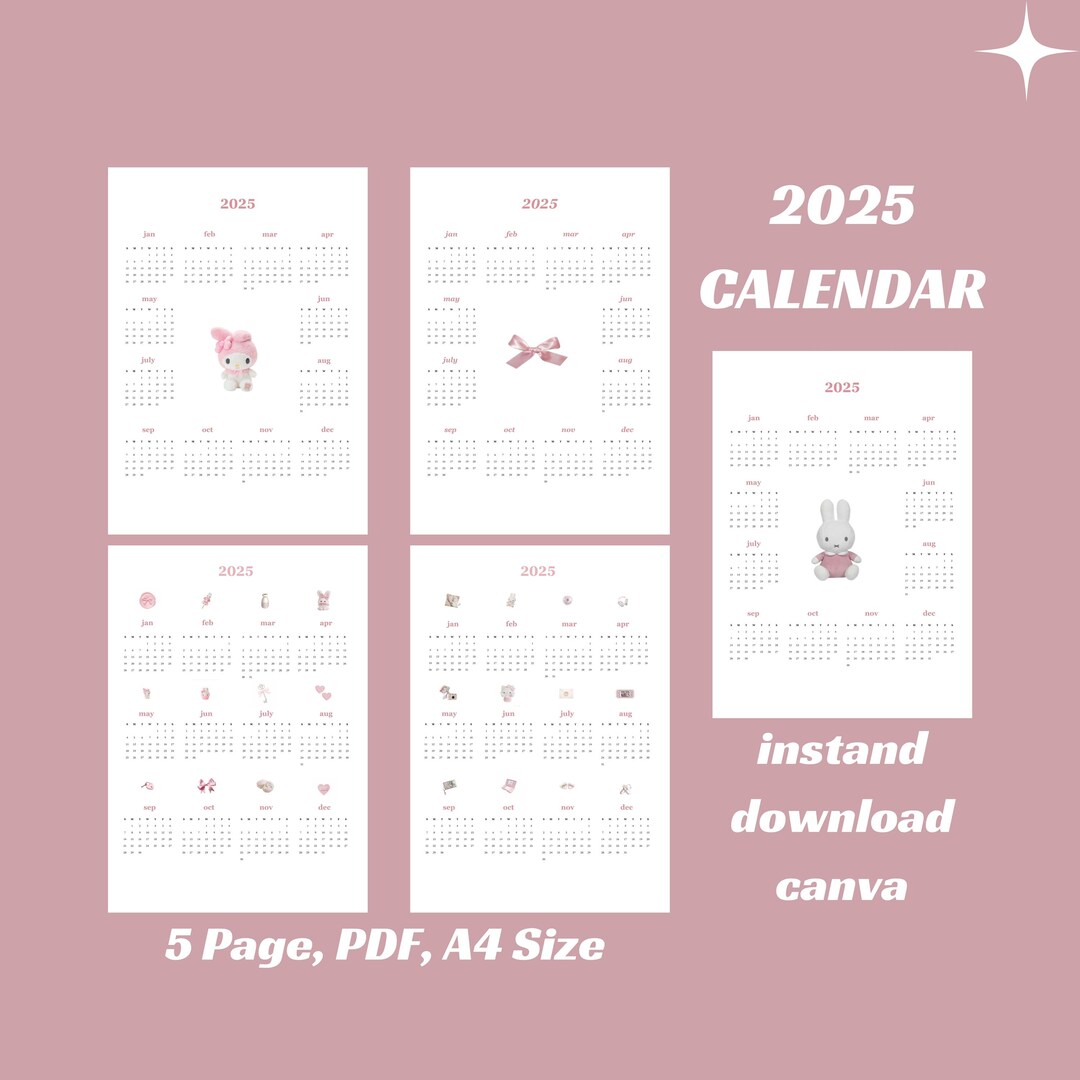 2025 Calendars, 2025 Digital Calendars, Printable Calendars, Digital ...