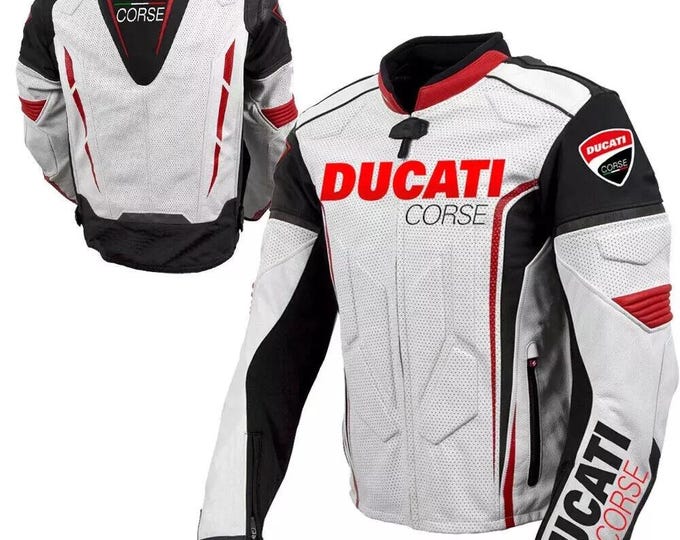 DUCATI Racing Motorcycle Biker Jacket Motorbike Men Leather Replica ...