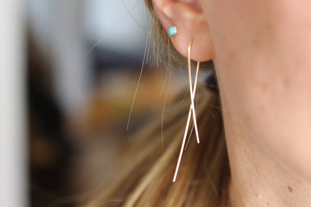 Ear Threader Earrings, Ear Threaders, Minimalist Earrings, Long Wire ...