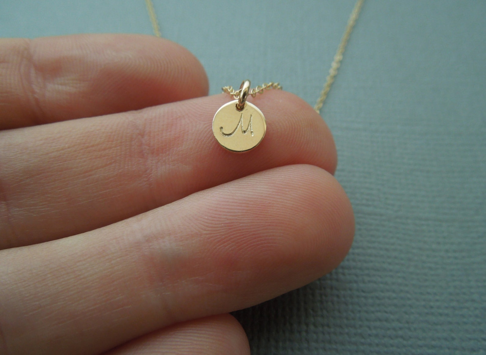 Tiny Gold Initial Necklace Gold Monogram Necklace Delicate | Etsy