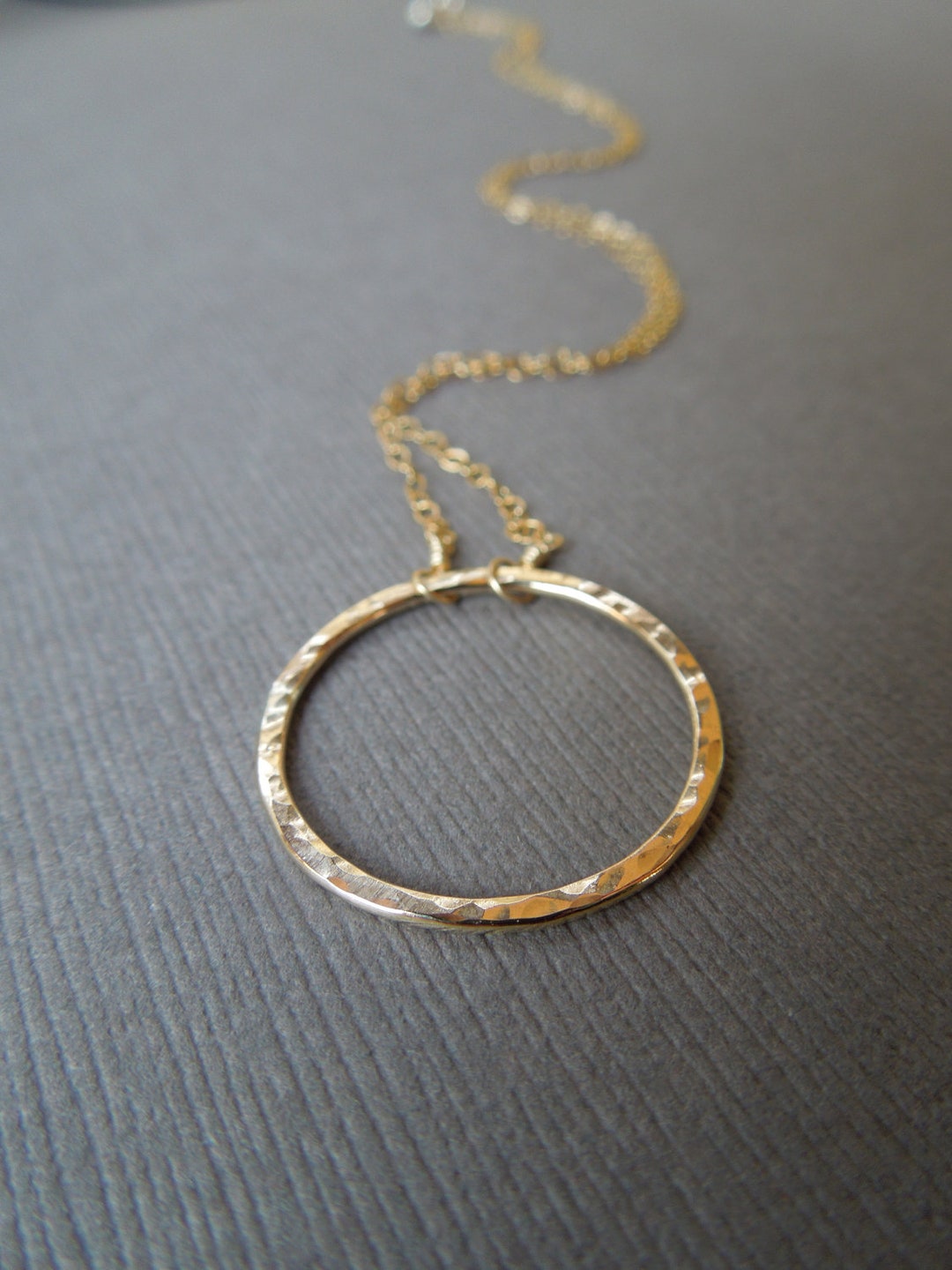 Circle Necklace, Simple Gold Necklace, Delicate Gold Necklace, Hammered ...