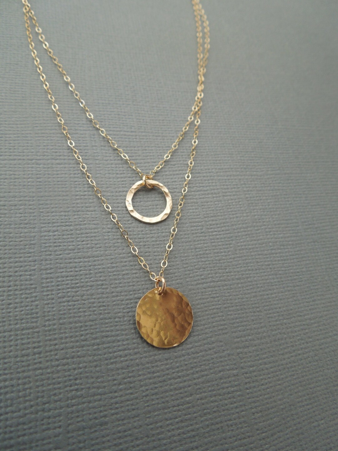 Gold Two Tier Necklace, Delicate Gold Necklace, Layered Gold Necklace ...