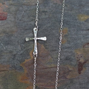 Sideways Cross Necklace Silver Cross Necklace Gold Sideways | Etsy