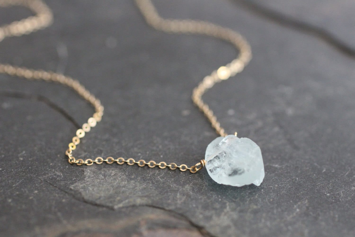 Necklace Gemstone Necklace Raw Stone Aquamarine Necklace | Etsy