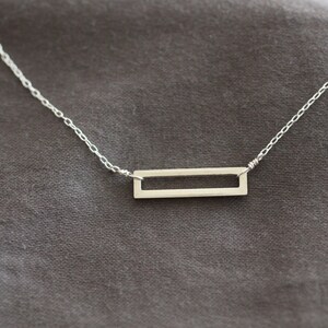 Simple Silver Necklace, Sterling Silver Necklace, Rectangle Necklace ...