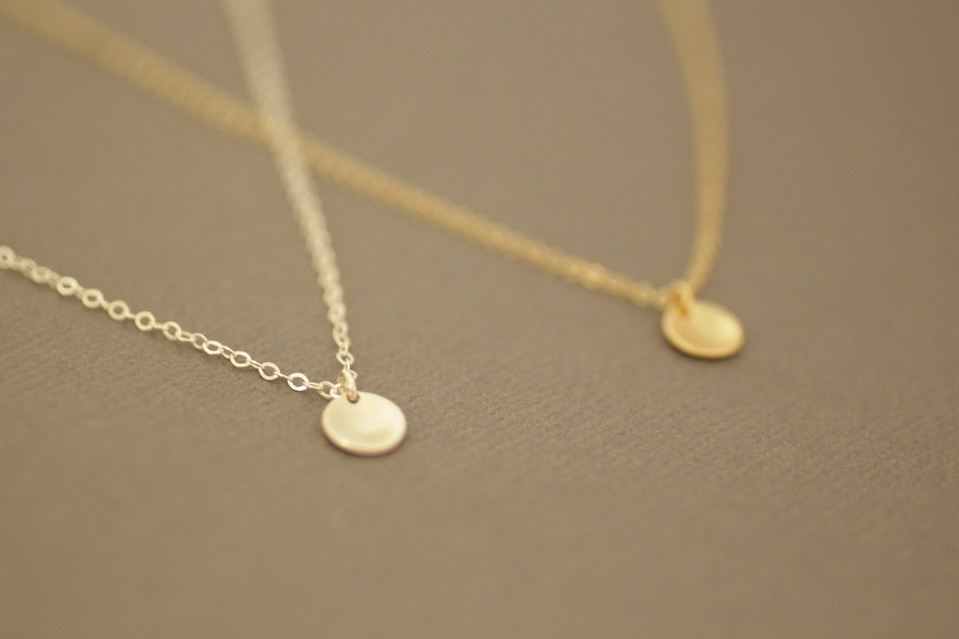 Tiny Sterling Silver Disc Necklace, Small Coin, Tiny Pendant, Layering ...
