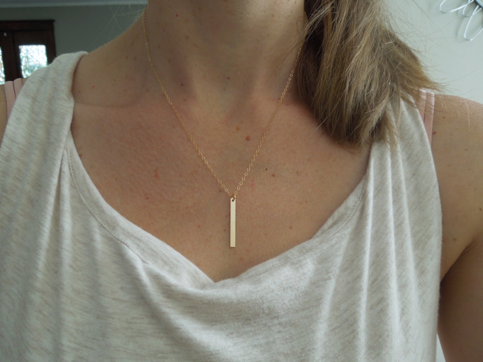 Gold Bar Gold Bar Necklace Dainty Gold Bar Simple Gold Bar - Etsy
