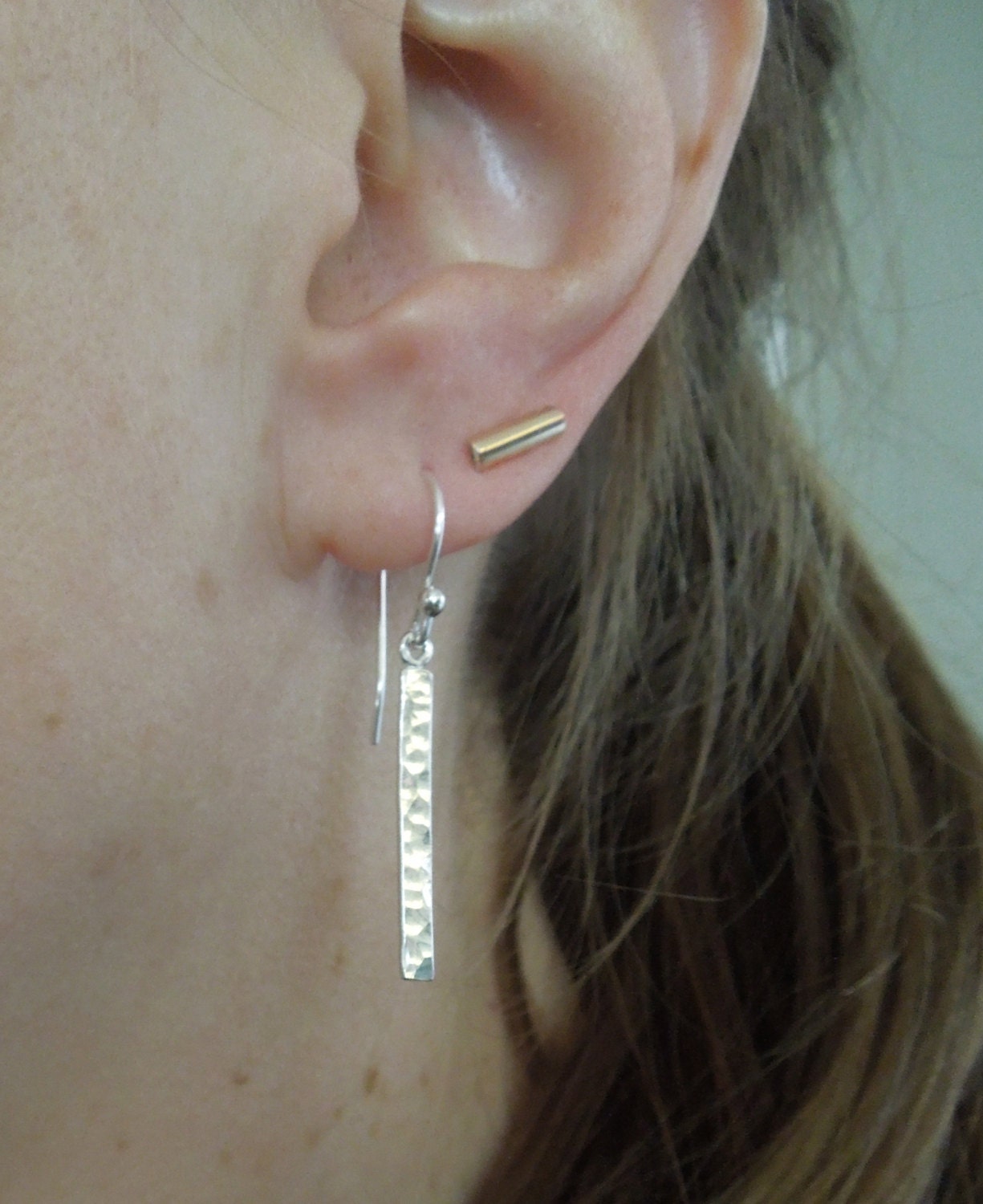 Sterling Silver Earrings, Bar Earrings, Gold Bar Earrings, Simple ...
