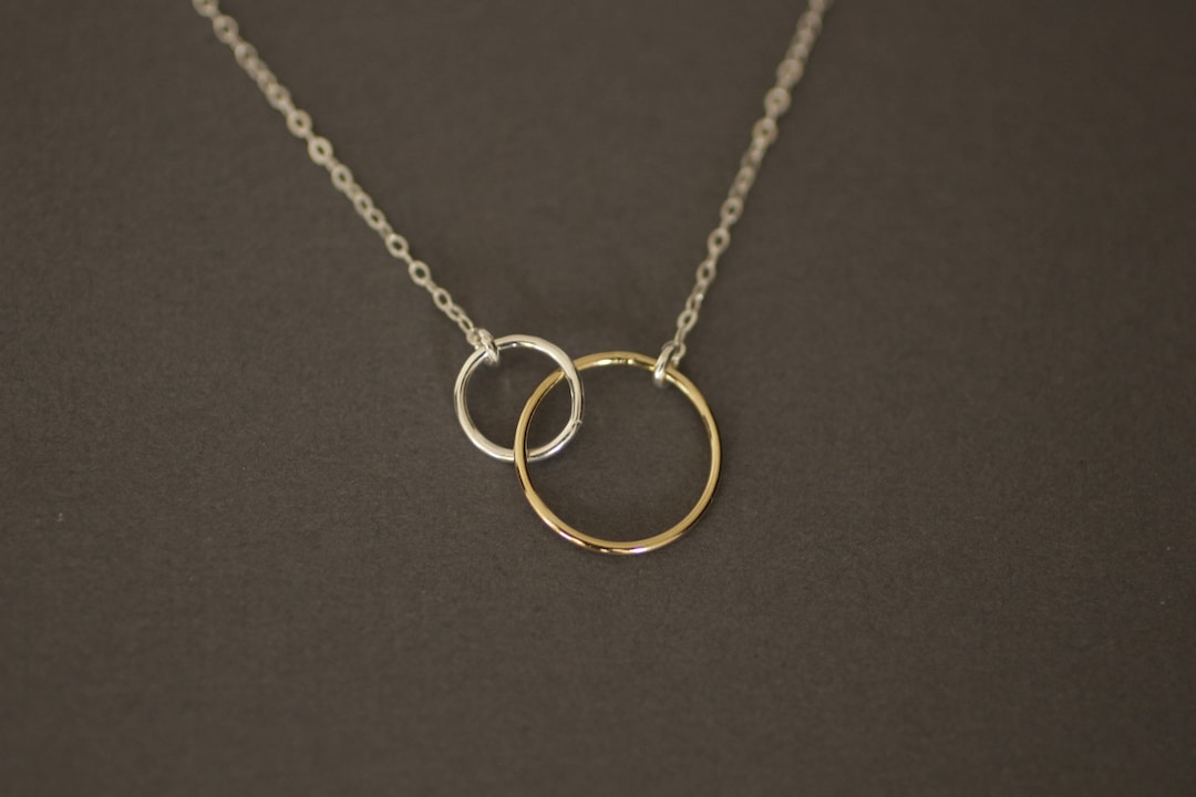 Dainty Necklace, Two Tone Circle Necklace, Delicate Necklace, Simple ...