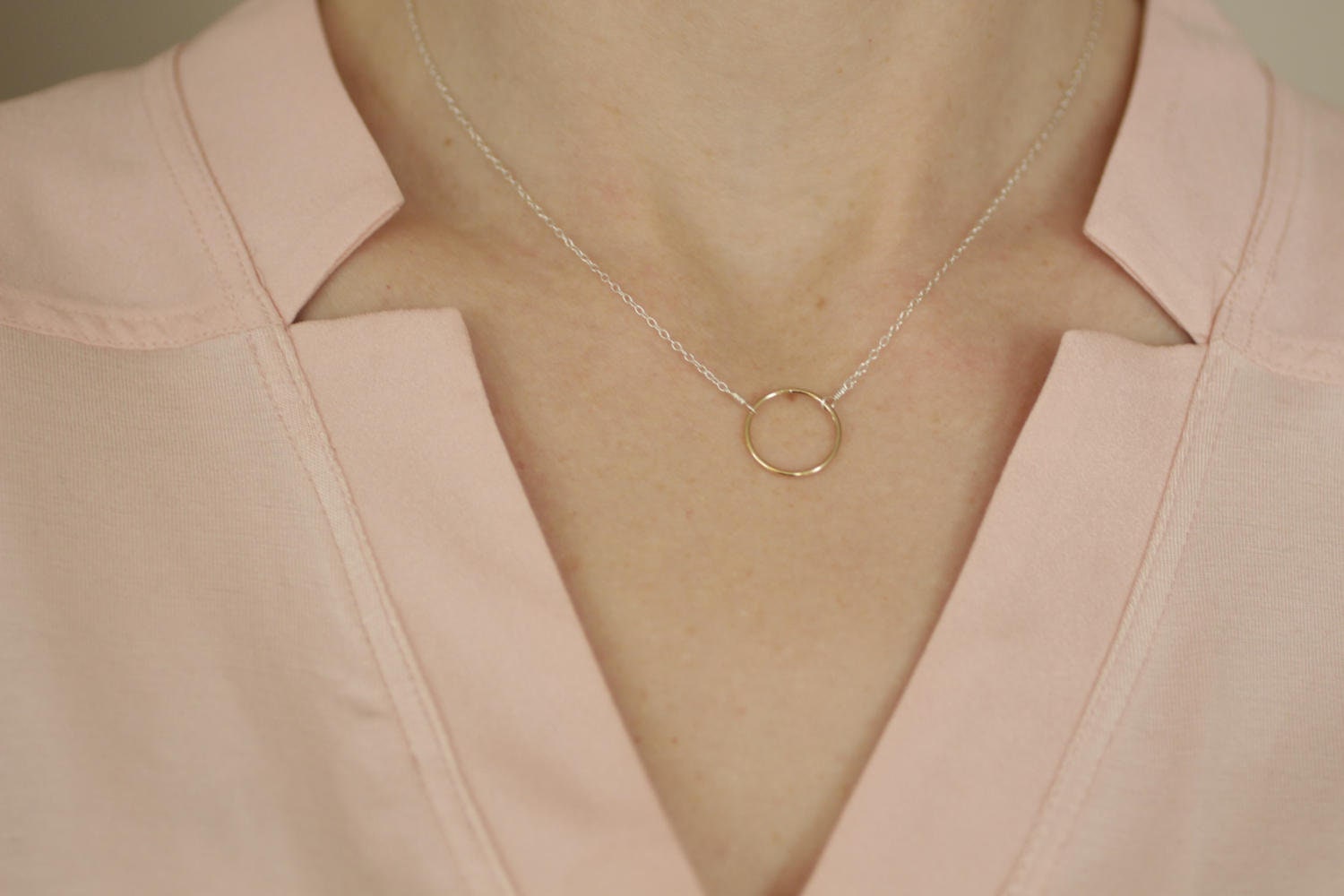 Delicate Necklace Dainty Gold Necklace Small Circle | Etsy