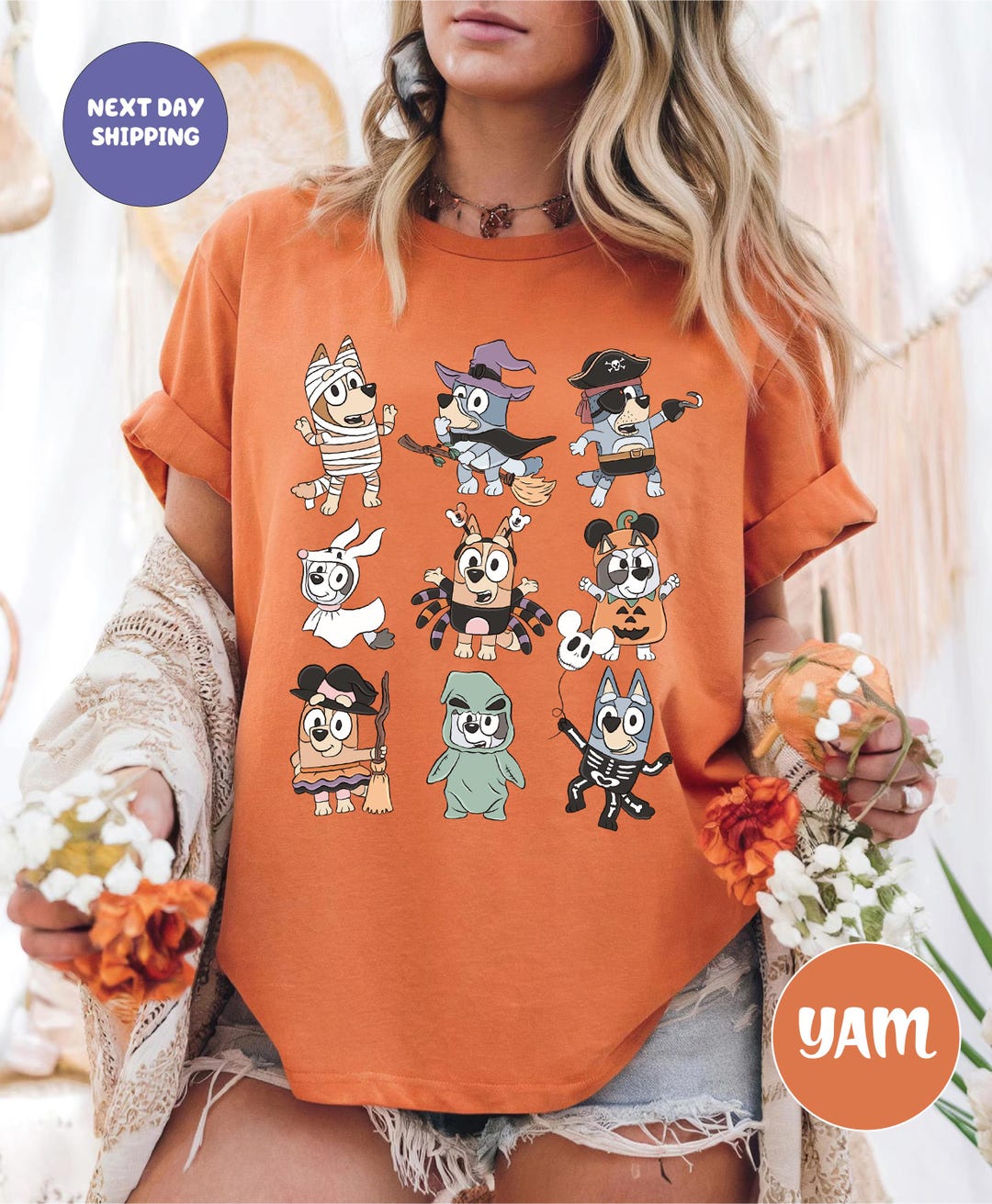 Blue Dog Halloween Shirt Booey Halloween Tee Spooky Vibes Blue Cartoon ...