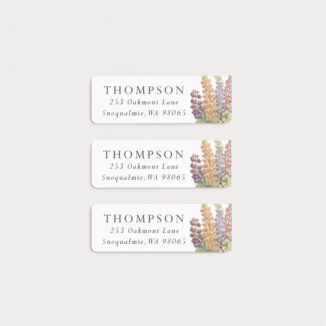 Vintage Lupine Return Address Labels - Set of 30 Weatherproof Stickers ...