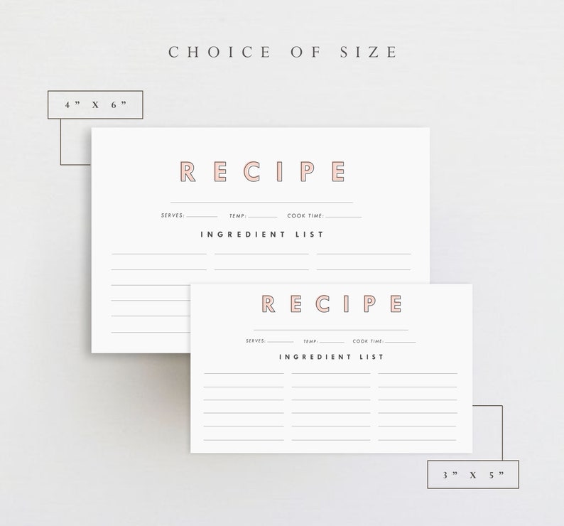 Modern Recipe Card Custom Recipe Card Minimalist Card - Etsy