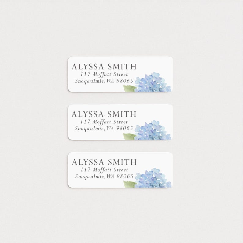 Hydrangea Address Labels: Personalized Weatherproof Return Stickers ...