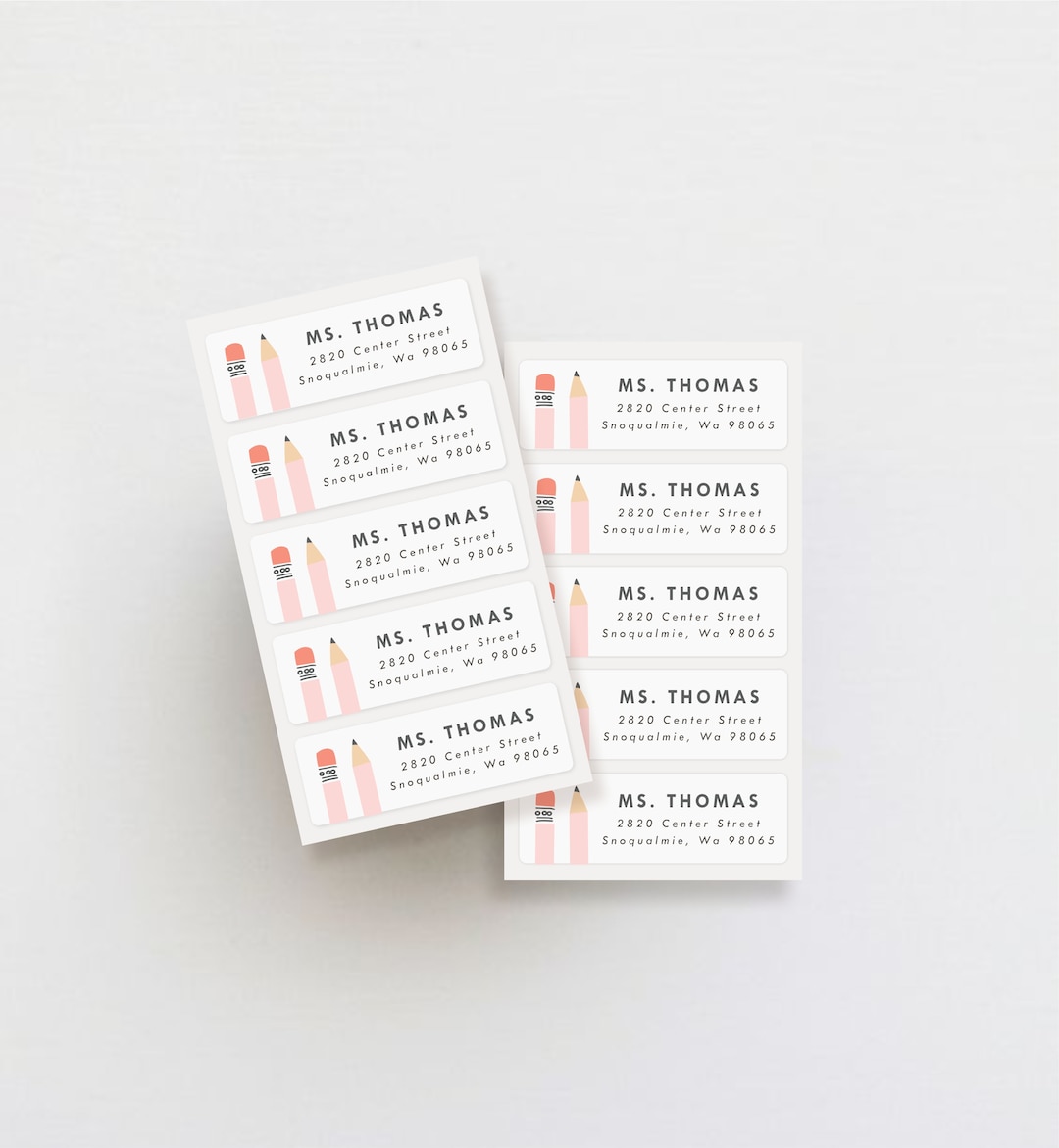 Pencil Address Labels: Weatherproof Return Address Stickers - Set of 30 ...