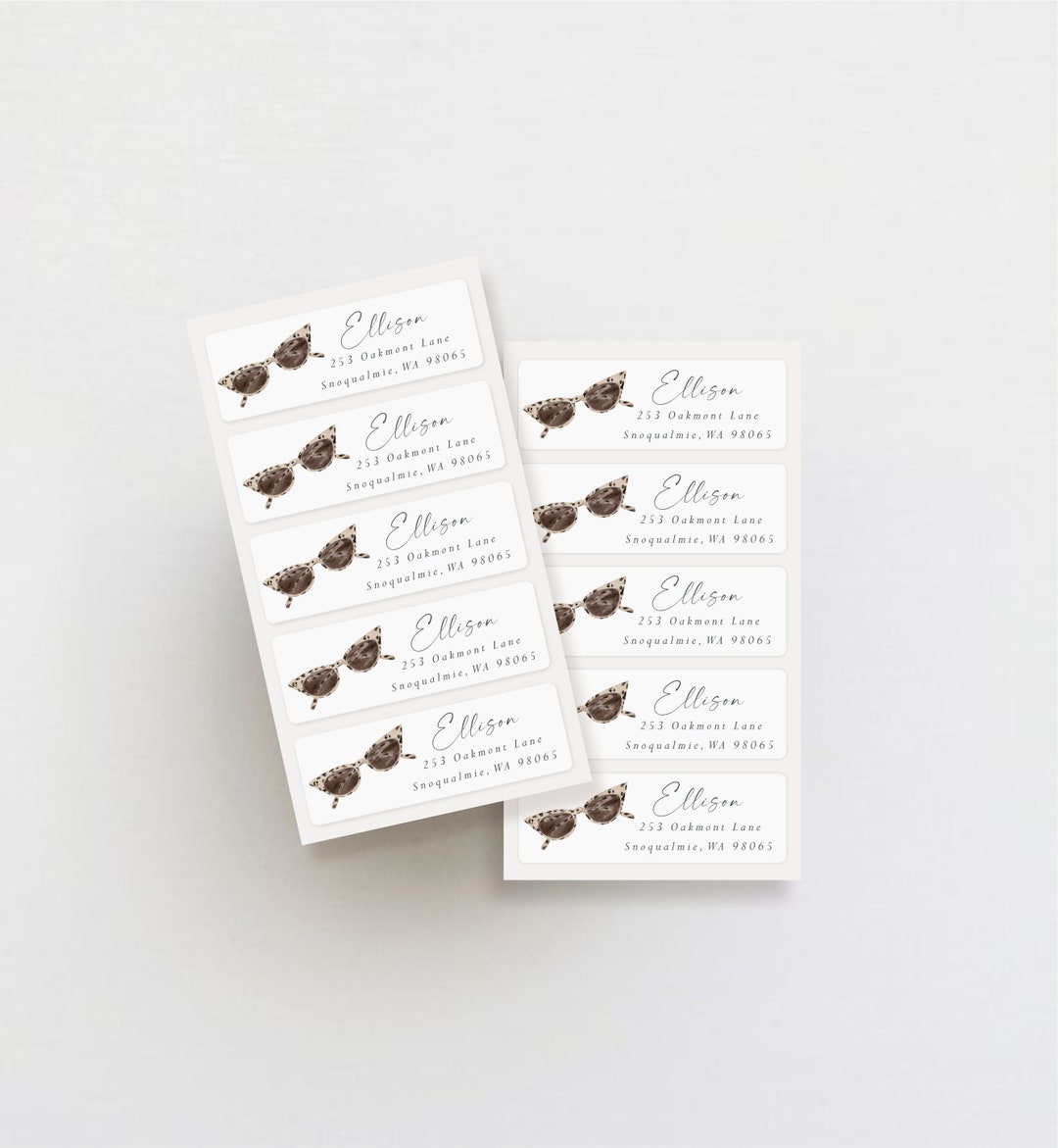 Leopard Sunglasses Address Labels: Personalized Return Address Stickers ...