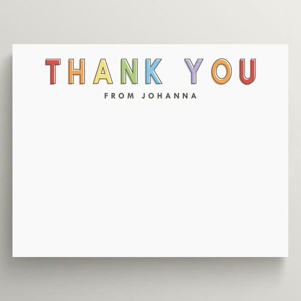 Kids Personalized Thank You Note Cards - Etsy