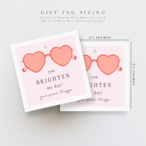 Valentine Gift Labels Valentine Tags Heart Shaped Sunglasses Valentine ...