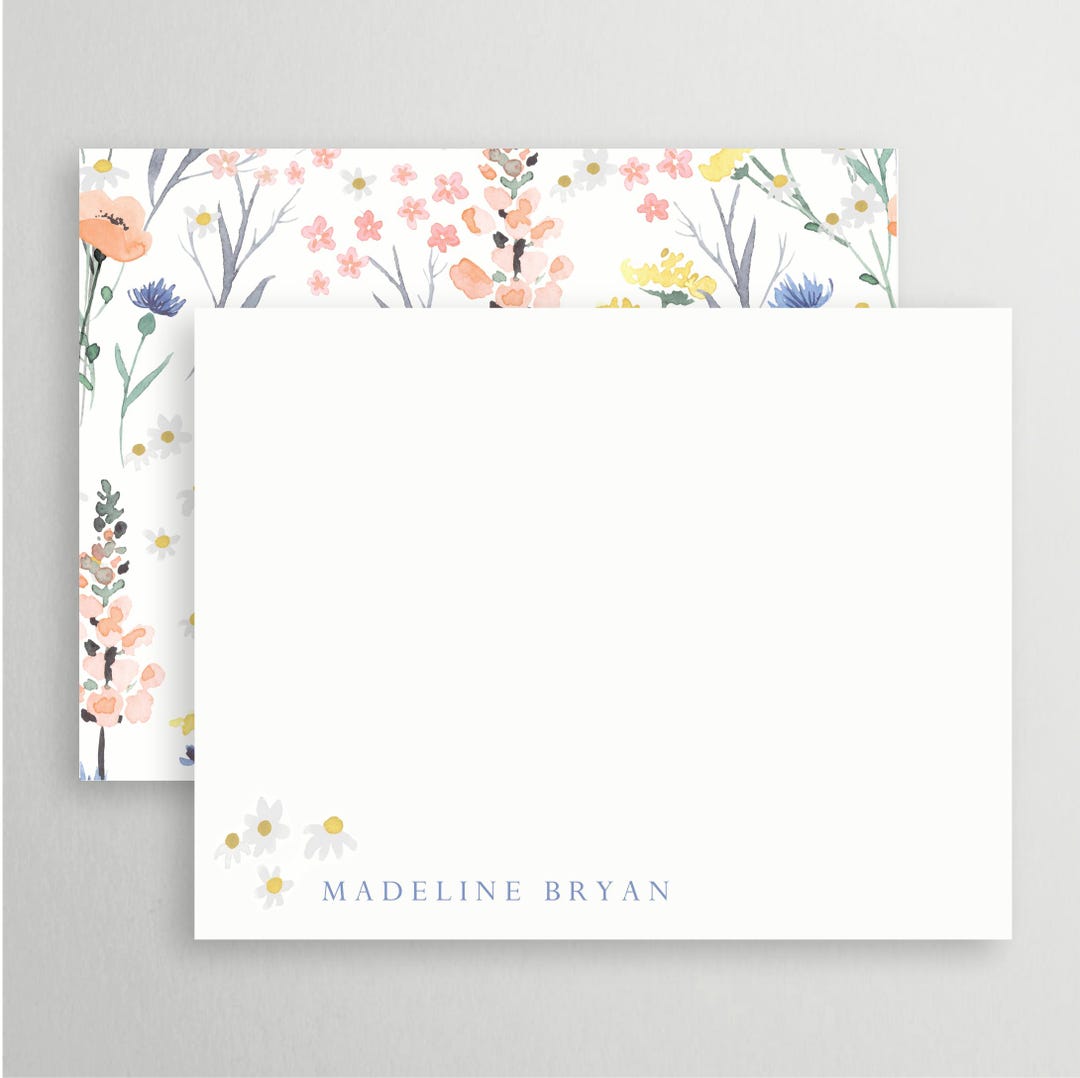 Personalized Stationery Set | Double Sided Stationery | Flat Note Card ...