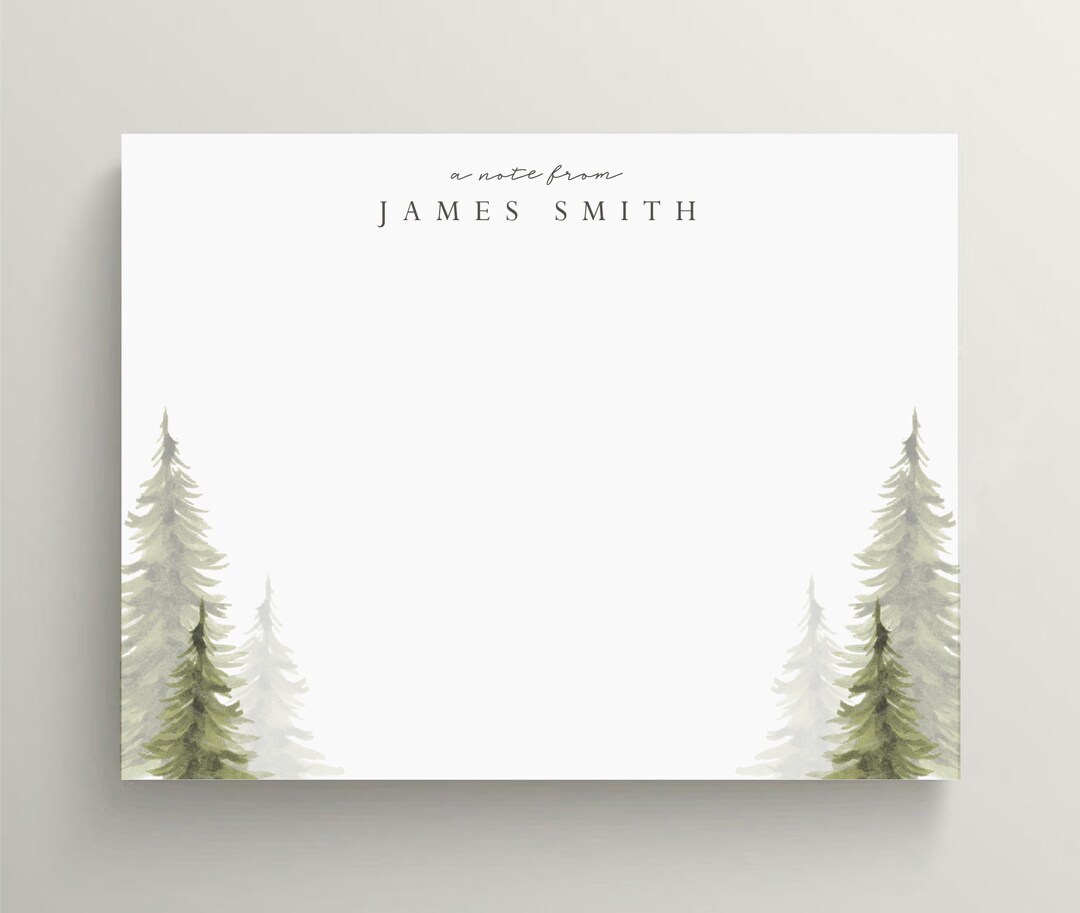 Personalized Stationery Set | Alpine Trees Stationery | Woodland Note ...