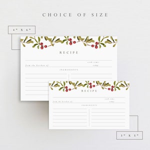 Red Berries Recipe Card, Custom Recipe Card, Holiday Recipe Card ...