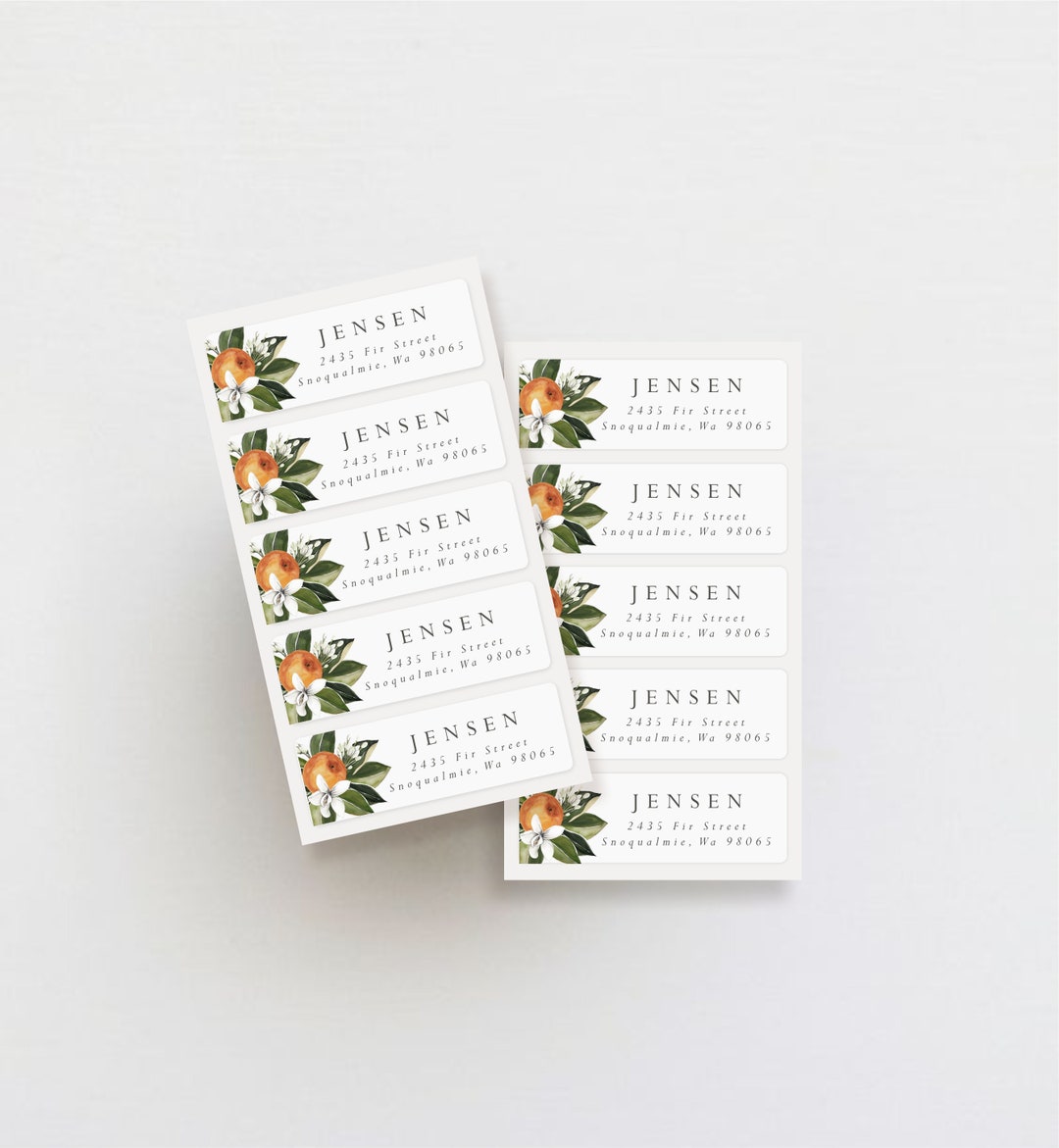 Tangerine Floral Address Labels: Personalized Return Address Stickers ...