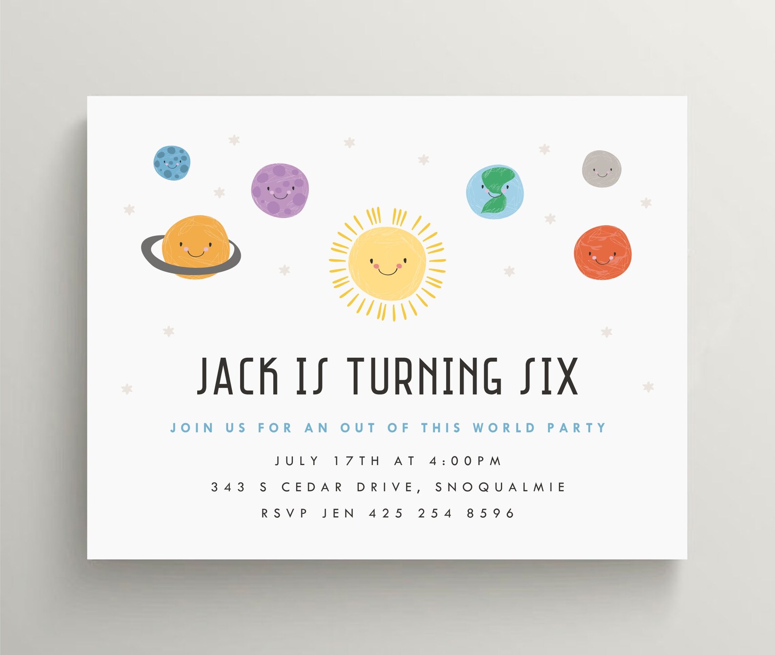 Outer space birthday invitation solar system invitation | Etsy