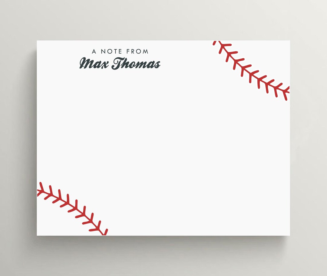 Personalized Stationery Set | Flat Note Card | Baseball Stationery ...