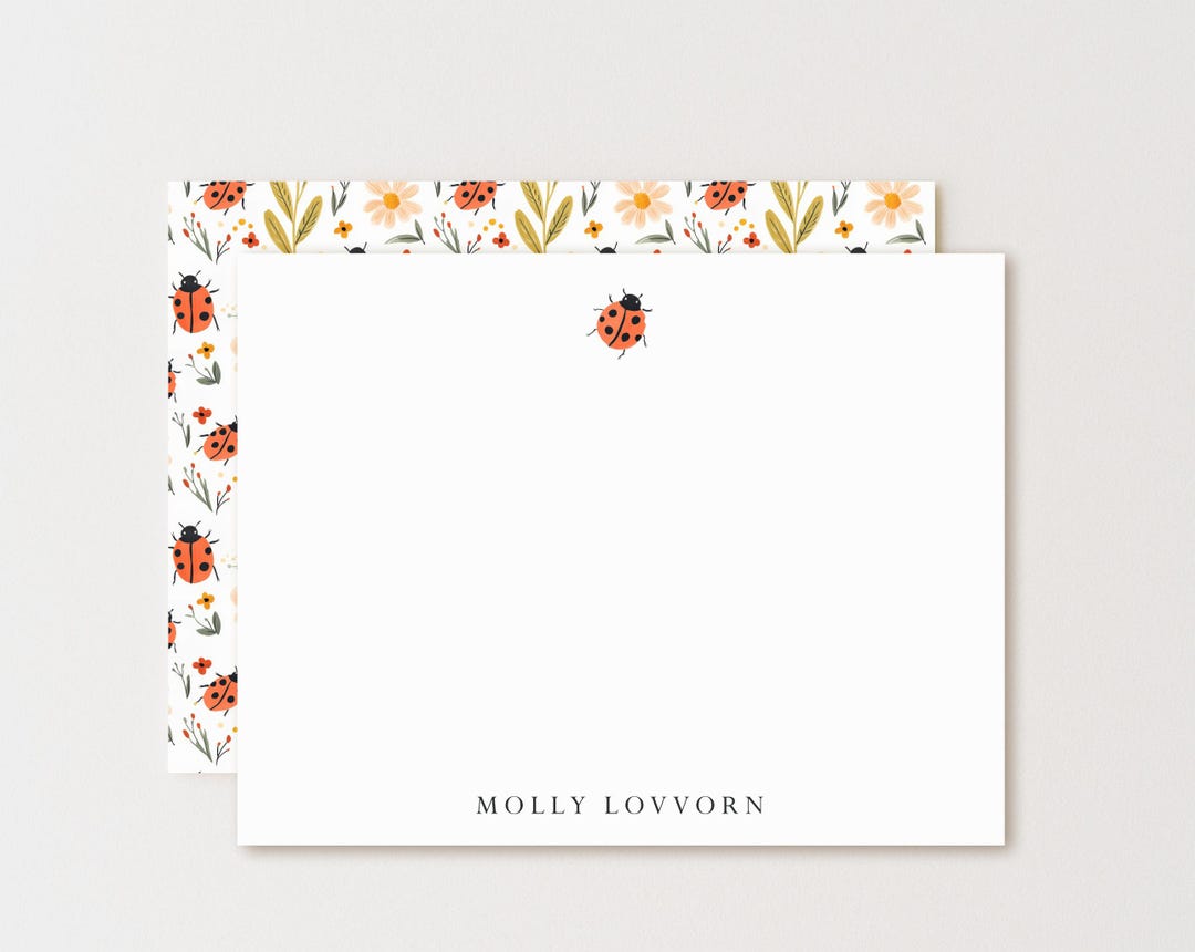 Personalized Ladybug Stationery Set: Double-sided Note Cards - Etsy