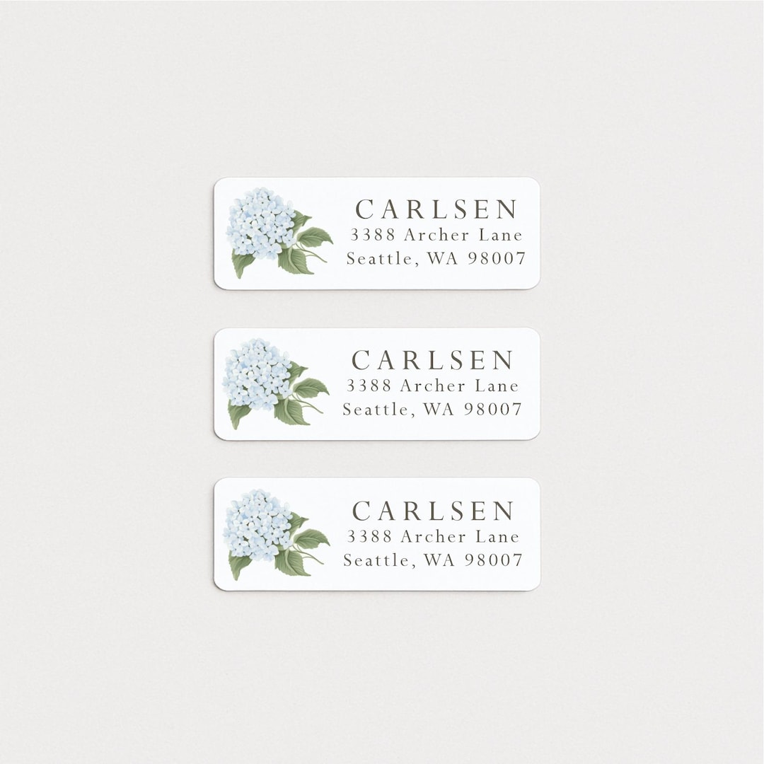 Dusty Blue Hydrangea Address Labels: Personalized Weatherproof Stickers ...
