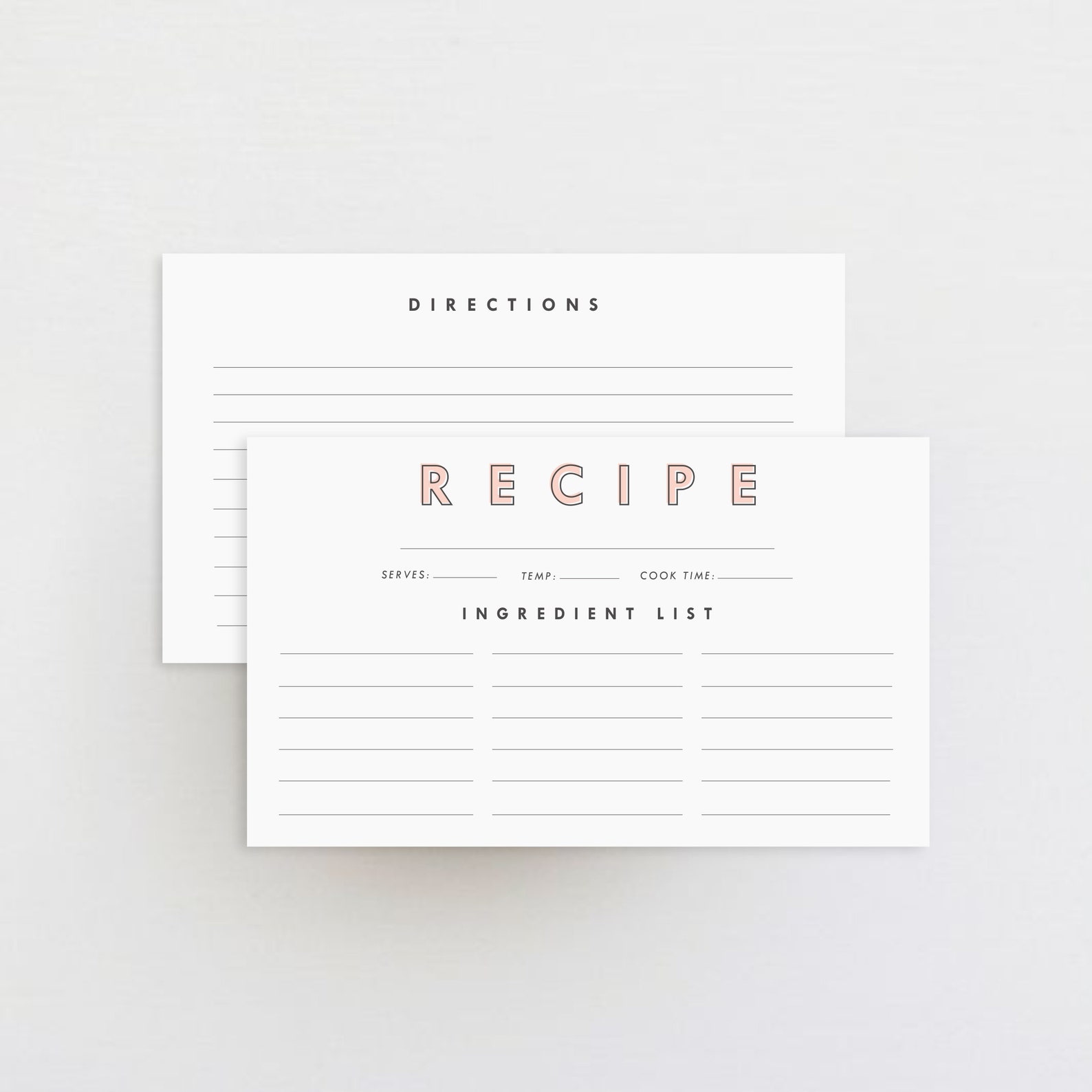 Modern Recipe Card Custom Recipe Card Minimalist Card - Etsy