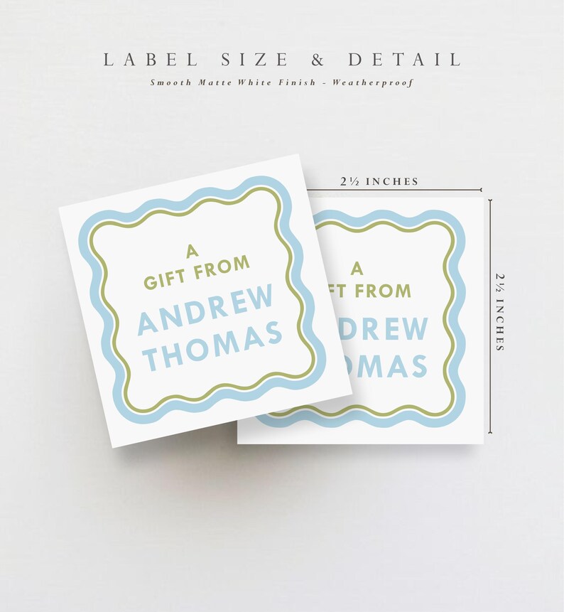 Set of 12 Custom Gift Labels | Gift Stickers | Wavy Edge Gift Label ...