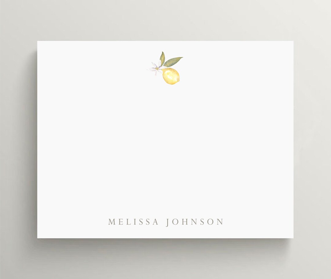 Personalized Lemon Stationery Set: Flat Note Cards (set of 10) - Etsy