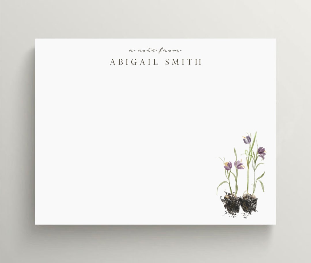 Personalized Stationery Set | Flat Note Card | Spring Florals ...